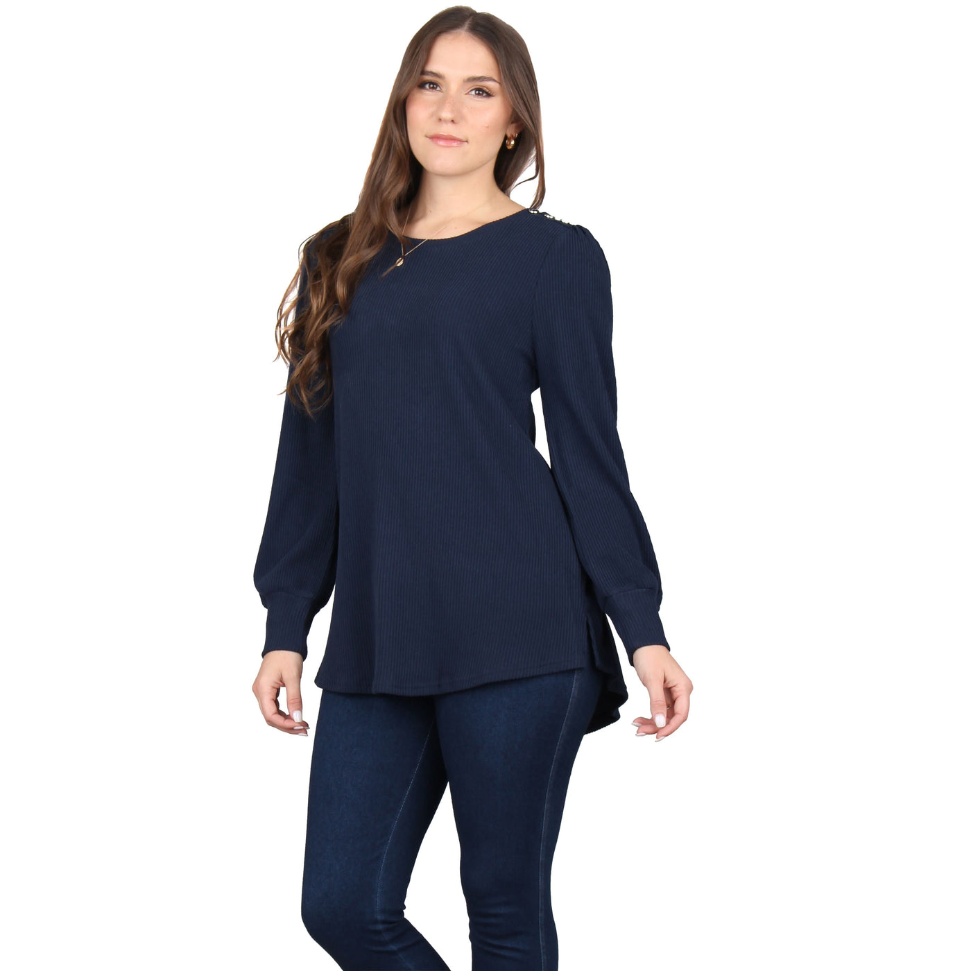Plus Size Button Trim Tunic — Lildy.com